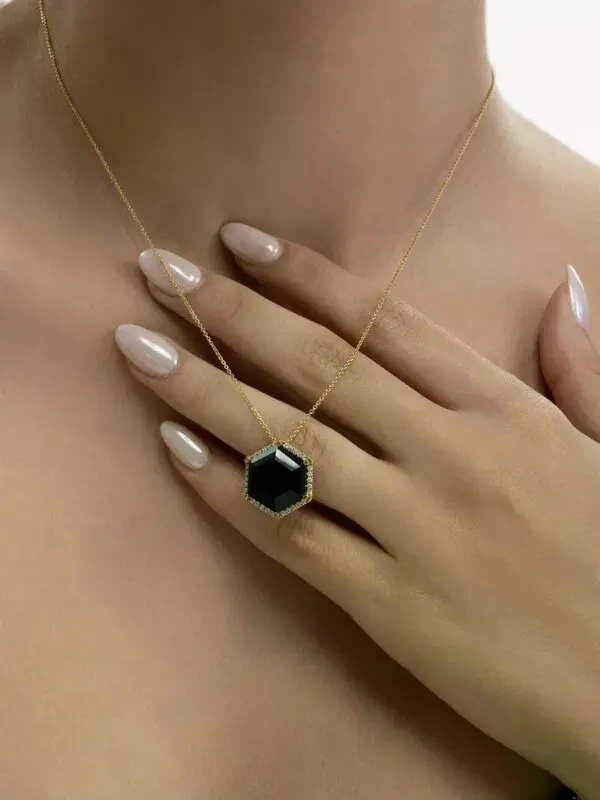 LISA NIK Black Onyx And Diamond Necklace