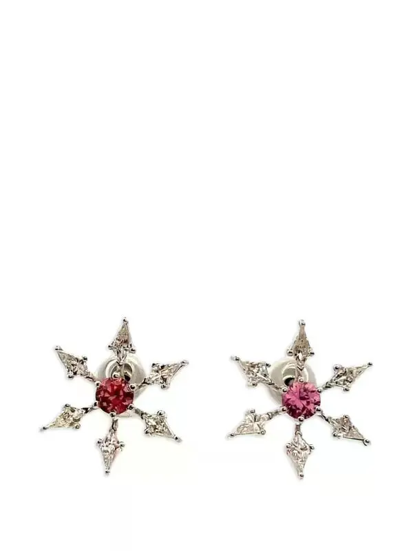 ARUNASHI Padparadscha Sapphire And Diamond Star Earrings - Silver