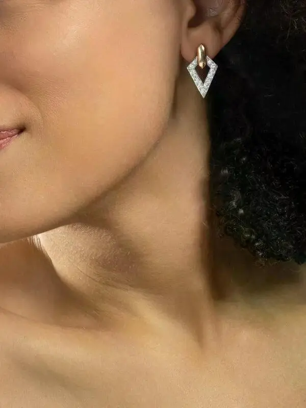 David Webb Diamond Geometric Earrings - Gold