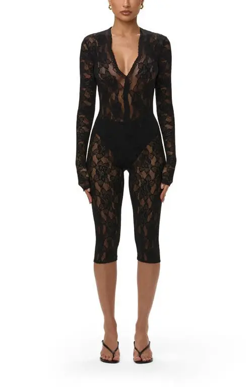 Naked Wardrobe Lace Capri Leggings