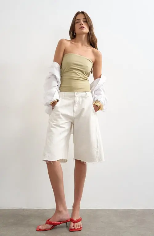 Topshop Cotton Blend Bandeau Top