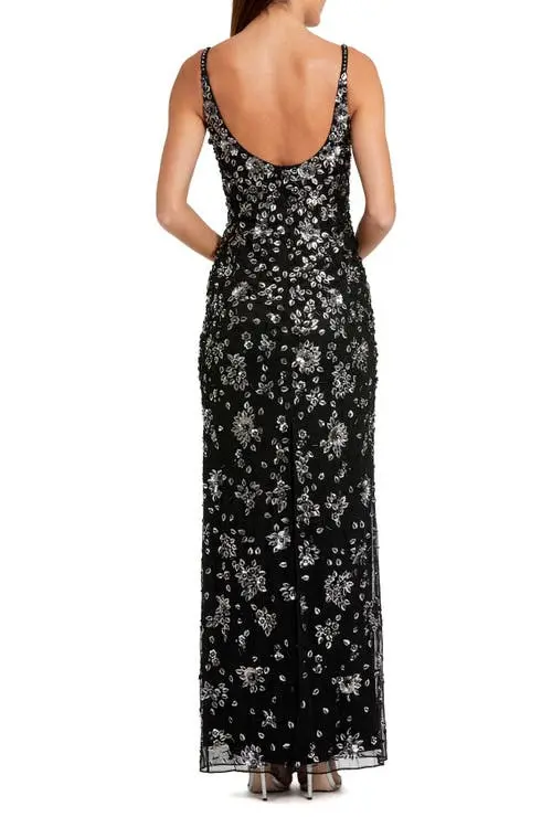 Mac Duggal Embellished Floral Evening Gown
