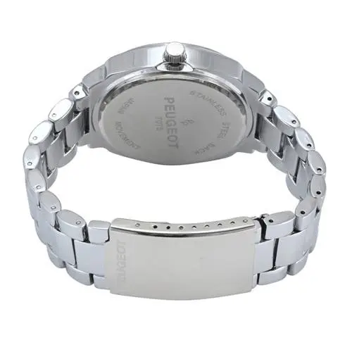 PEUGEOT Round Crystal Bezel Link Bracelet Watch - Blue