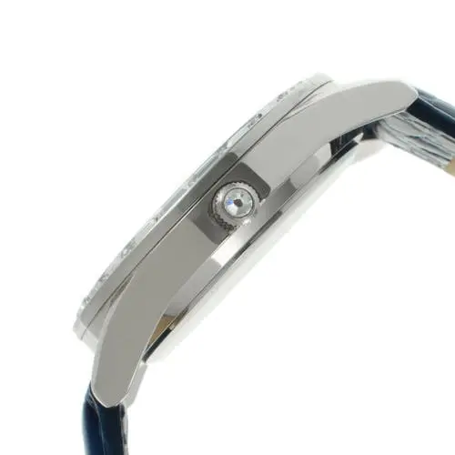 PEUGEOT Round Crystal Leather Watch 40mm