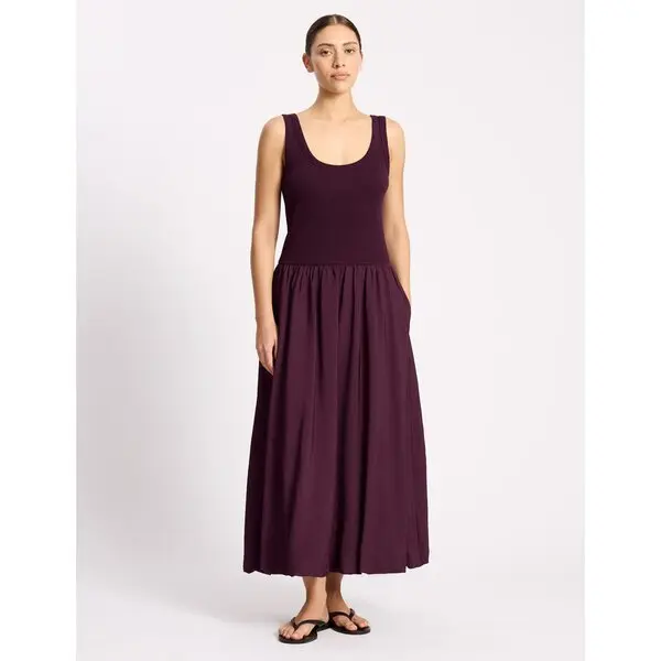 ALBARAY Bubble Hem Scoop Neck Maxi Dress