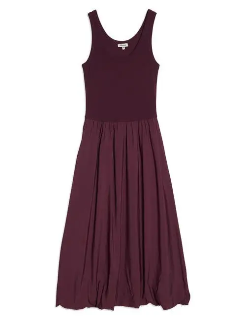 ALBARAY Bubble Hem Scoop Neck Maxi Dress