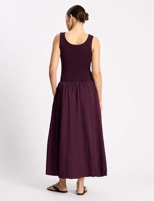 ALBARAY Bubble Hem Scoop Neck Maxi Dress