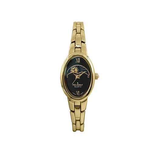 PEUGEOT Sun Moon Oval Link Bracelet Watch - Black