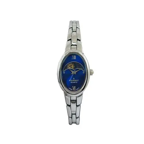 PEUGEOT Sun Moon Oval Link Bracelet Watch - Blue