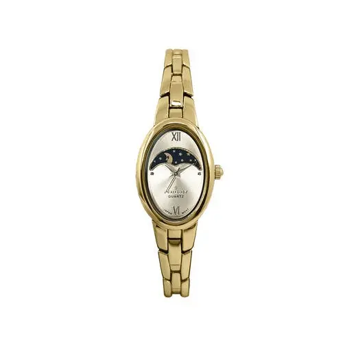PEUGEOT Sun Moon Oval Link Bracelet Watch - Gold