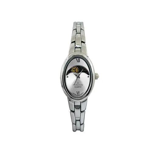 PEUGEOT Sun Moon Oval Link Bracelet Watch - Silver