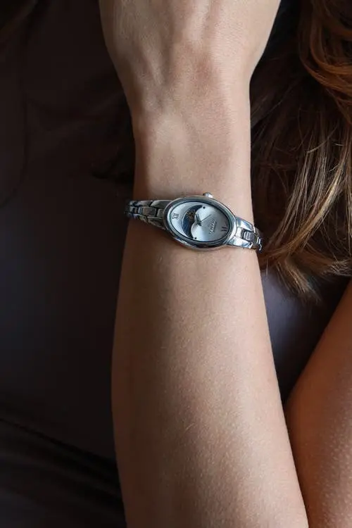 PEUGEOT Sun Moon Oval Link Bracelet Watch - Silver