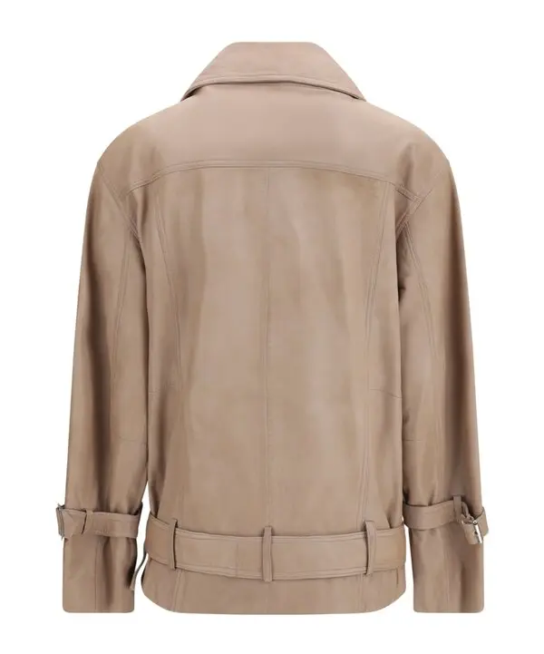 Pinko Belted Leather Biker Jacket