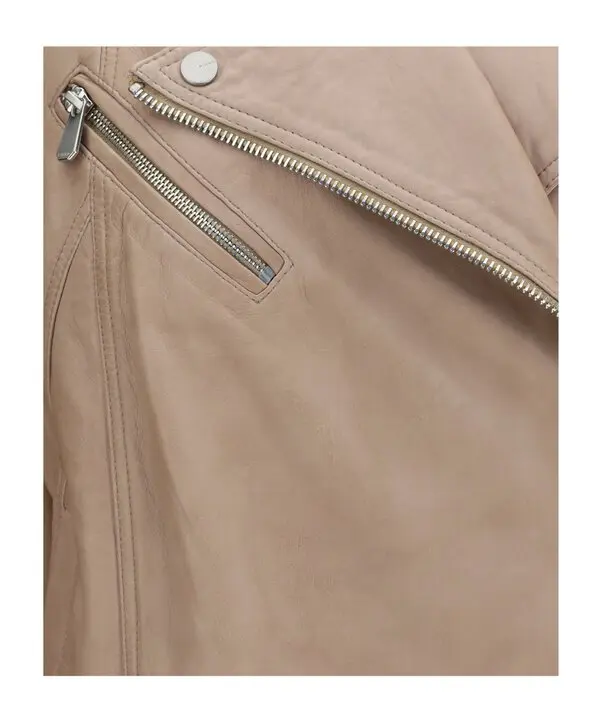 Pinko Belted Leather Biker Jacket