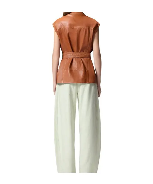 Pinko Belted Biker-style Leather Vest