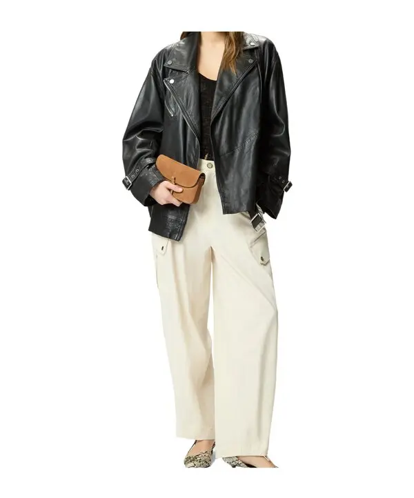 Pinko Belted Leather Biker Jacket