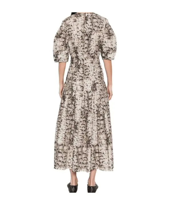 Pinko Cutout Animal-printed Pleated Midi Dress