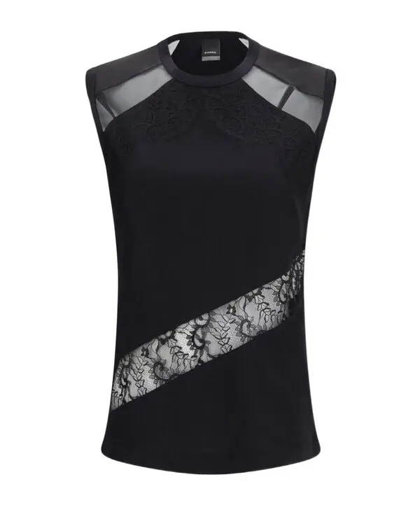 Pinko Molly Lace Detailed Sleeveless Top - Black
