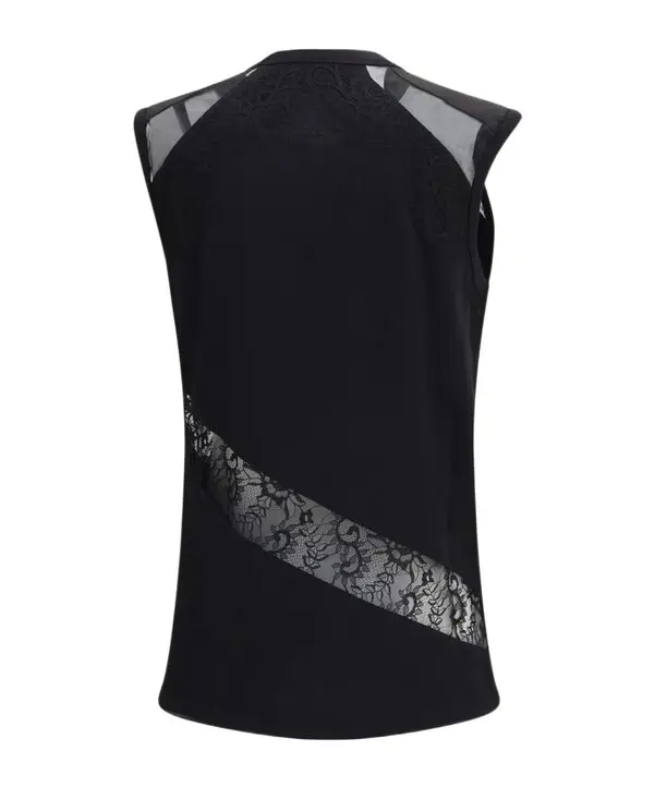 Pinko Molly Sleeveless Top With Lace And Tulle Inserts - Black