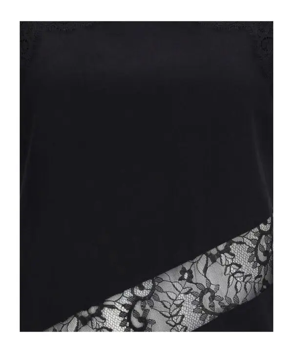 Pinko Molly Sleeveless Top With Lace And Tulle Inserts - Black