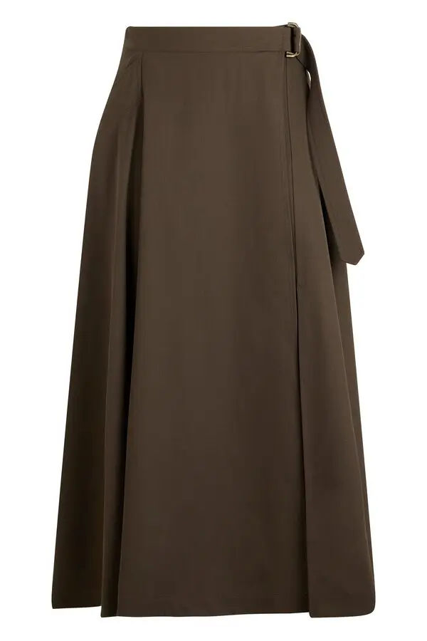 Burberry Long Wool Gabardine Skirt