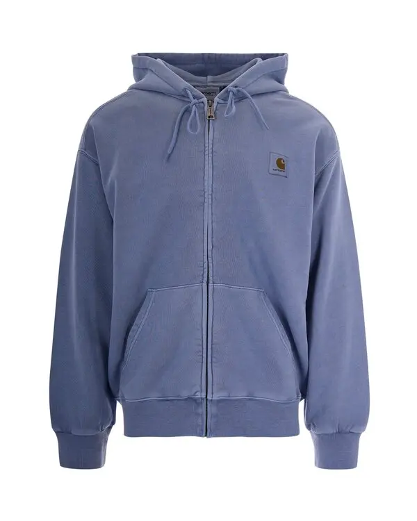 Carhartt Work In Progress Zip-up Hoodie With Drawstring - Gentle Blue