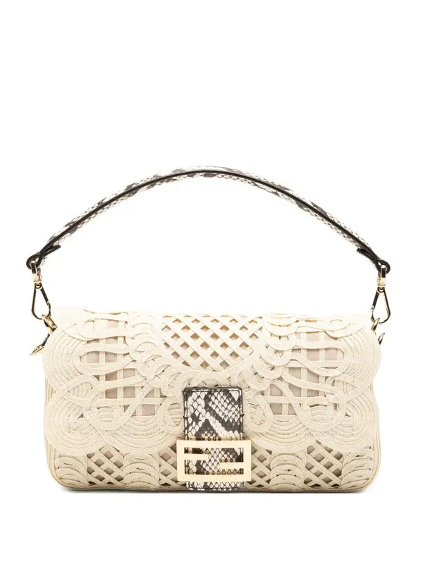 Fendi Baguette Shoulder Bag With Artisan Detailing - Beigerocci
