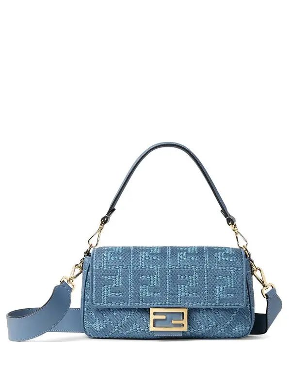 Fendi Baguette Chic Mini Straw Shoulder Bag