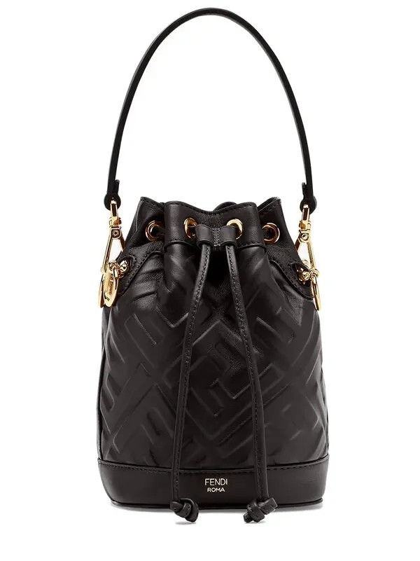Fendi Mini Leather Bucket Bag With Ff Embossed Motif