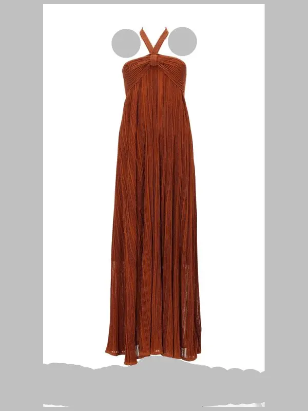 Zimmermann Metallic Viscose Gown With American Neckline