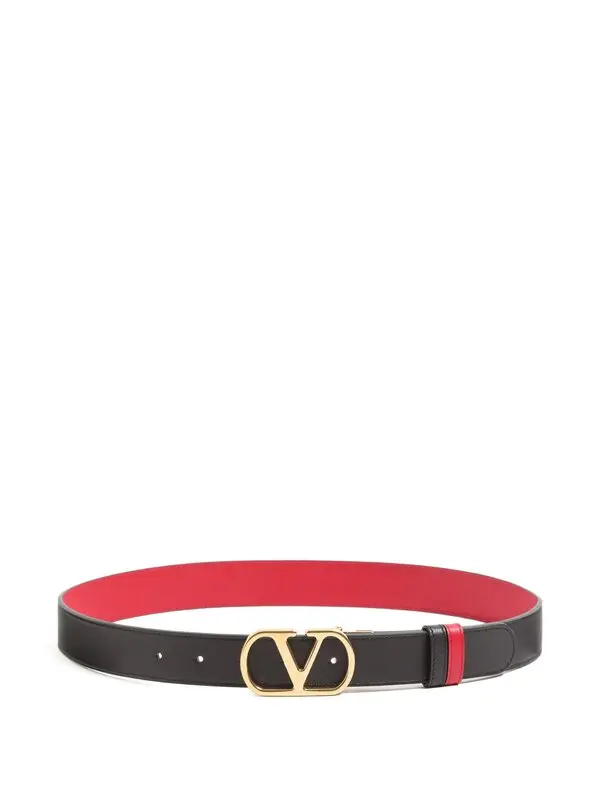 Valentino Garavani Reversible Vlogo Signature Shiny Calfskin Belt - Nerorougpr