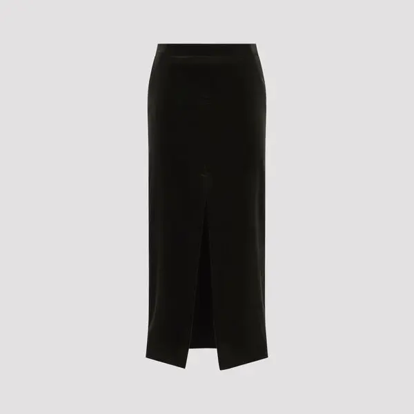 JIL SANDER Mid-waist Cotton Blend Midi Skirt With Slit