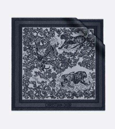 Dior Lace Toile Square Scarf 70x70cm - Navy Blue