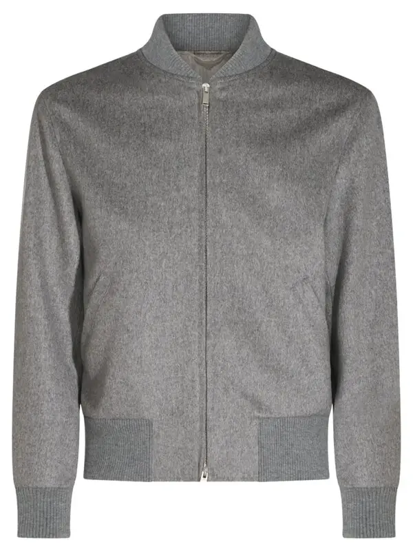 LARDINI Virgin Wool Bomber Jacket - Grey