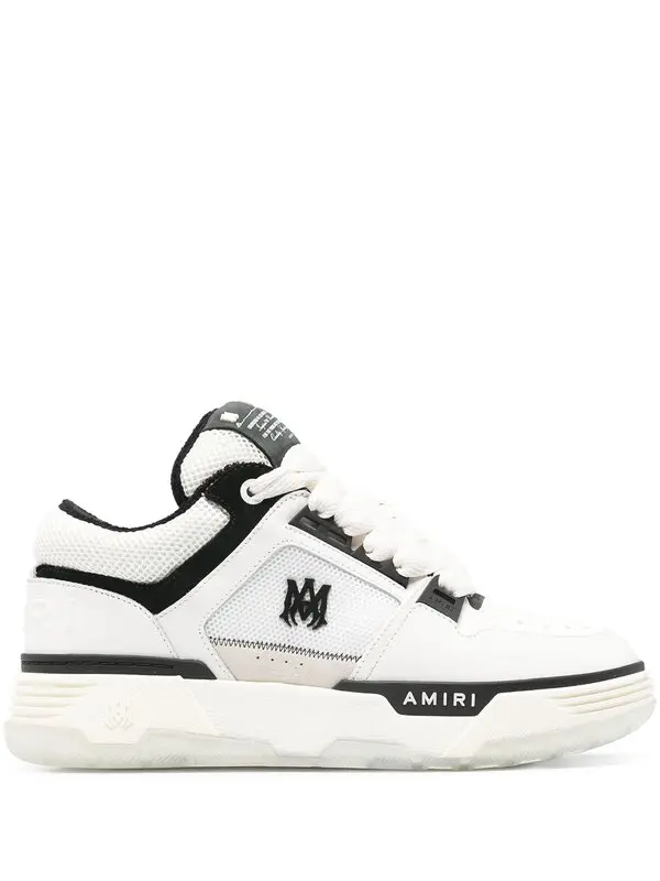 Amiri Leather And Cotton Low Top Sneakers - Whiteblack