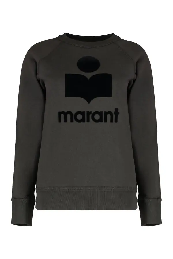 MARANT ETOILE Millyny Logo Velvet-effect Sweatshirt With Ribbed Trim - Black