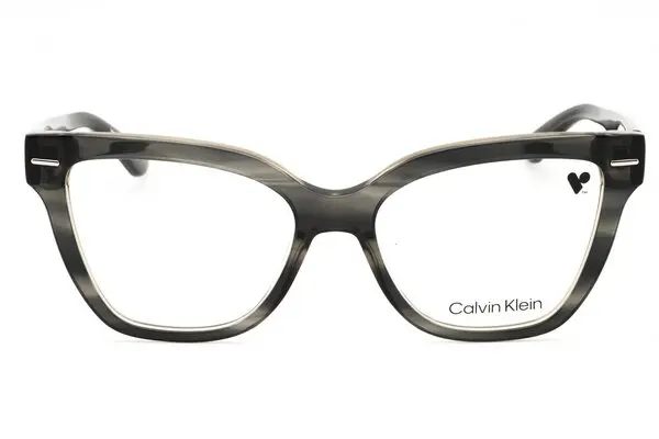 Calvin Klein Cat Eye Acetate Eyeglasses - Striped Grey