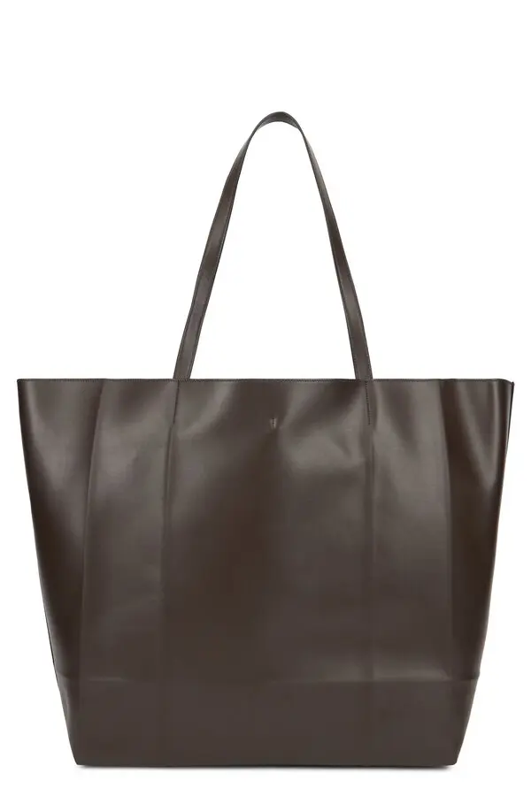 TOTEME Calfskin Leather Tote Handbag - Brown