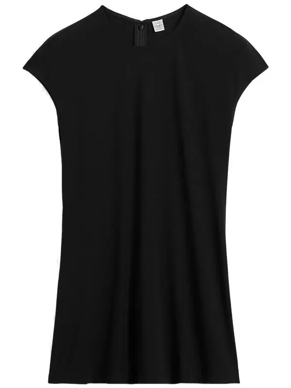 TOTEME Viscose Cap-sleeved Crew Neck Top With Back Zip - Black