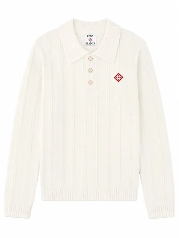 Casablanca Ribbed-knit Logo-patch Polo Shirt
