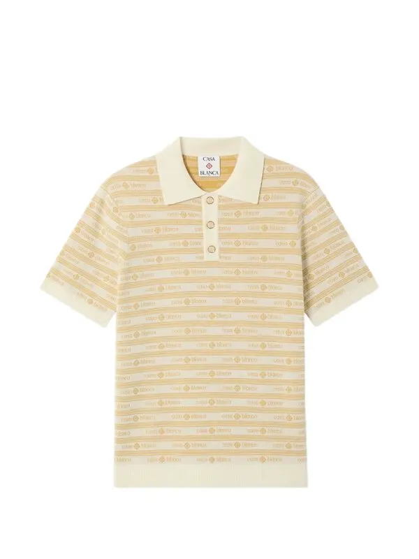 Casablanca Logo-print Wool Polo Shirt - Beige