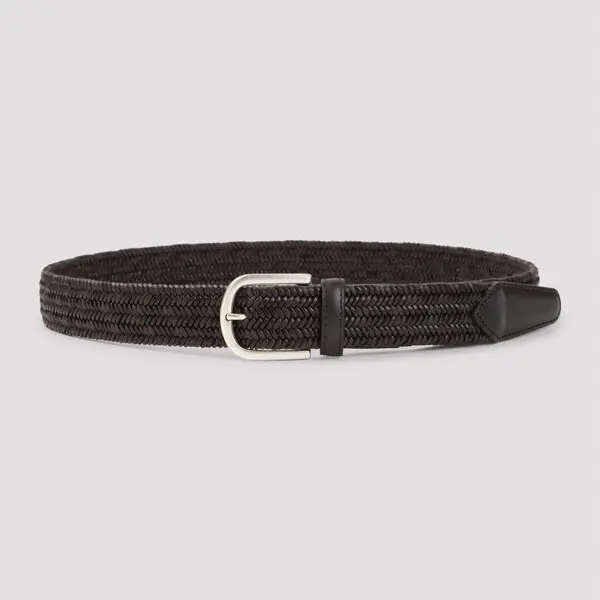Canali Woven Leather Belt - Brown