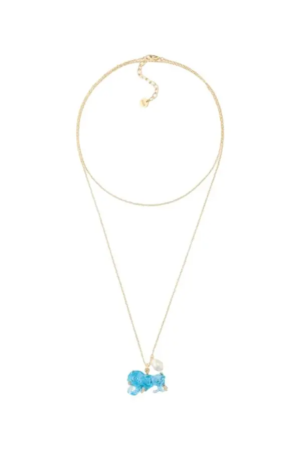 Dior Chain Necklace With Pendant - Gold/blue