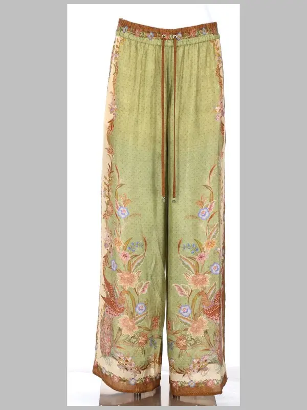 Zimmermann Indra Silk Trousers - Green