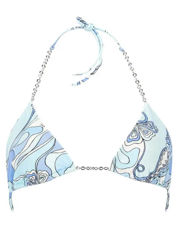 Emilio Pucci Inspired Printed Bikini Top - Blue