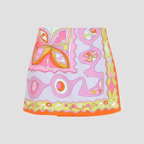 Emilio Pucci Inspired 100% Silk Twill Mini Skirt