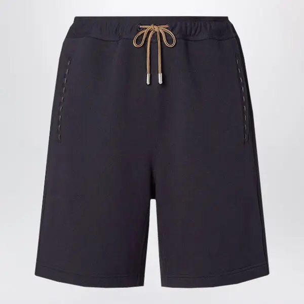 Fendi S Leather Bermuda Shorts With Contrast Stitching