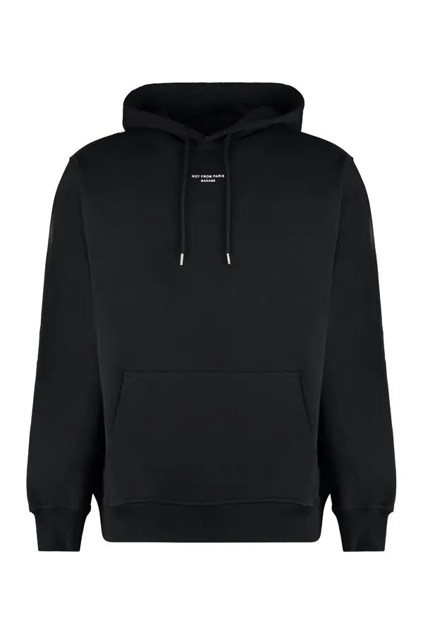 Drole De Monsieur Classic Hooded Sweatshirt With Slogan Detail - Black