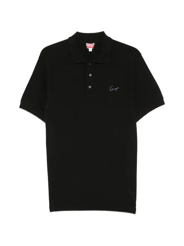 Kenzo Slim Polo Shirt With Signature Details - Black