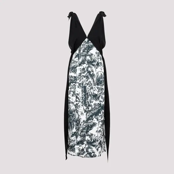 Bottega Veneta Silk Printed Long Dress For - Black